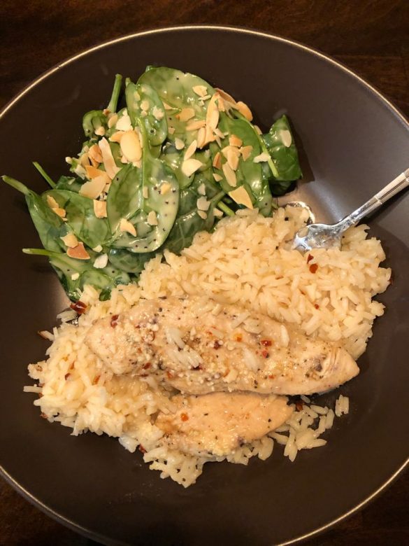 Chicken Scampi with Garlic Parmesan Rice